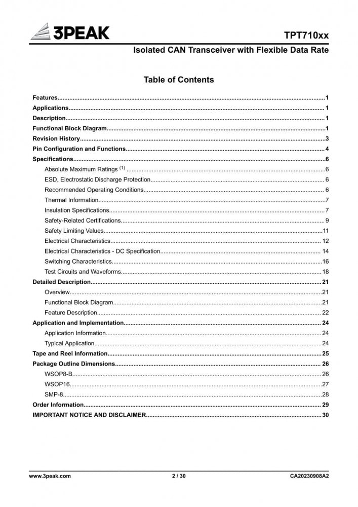 TPT71050 datasheet page 2