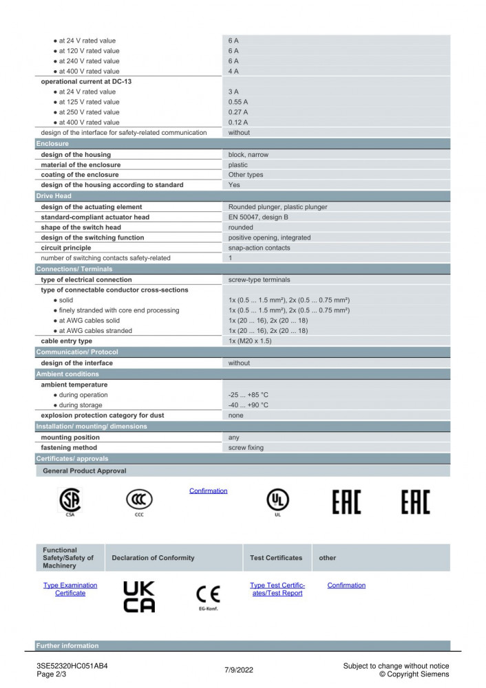 3SE52320HC051AB4 technical document page 2