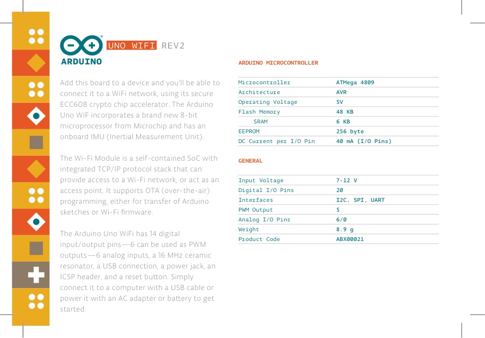 Arduino UNO WiFi Rev2 technical document page 2