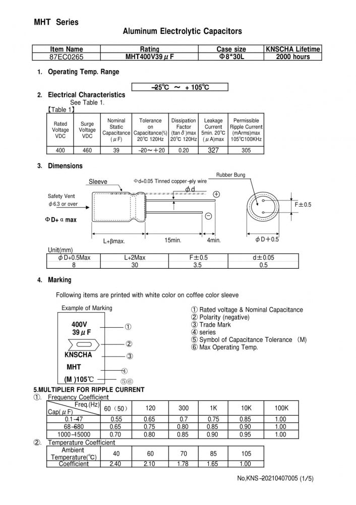 KNSCHA 87EC0265 datasheet page 1