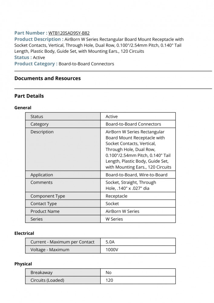 WTB120SAD9SY-B82 technical document image 1