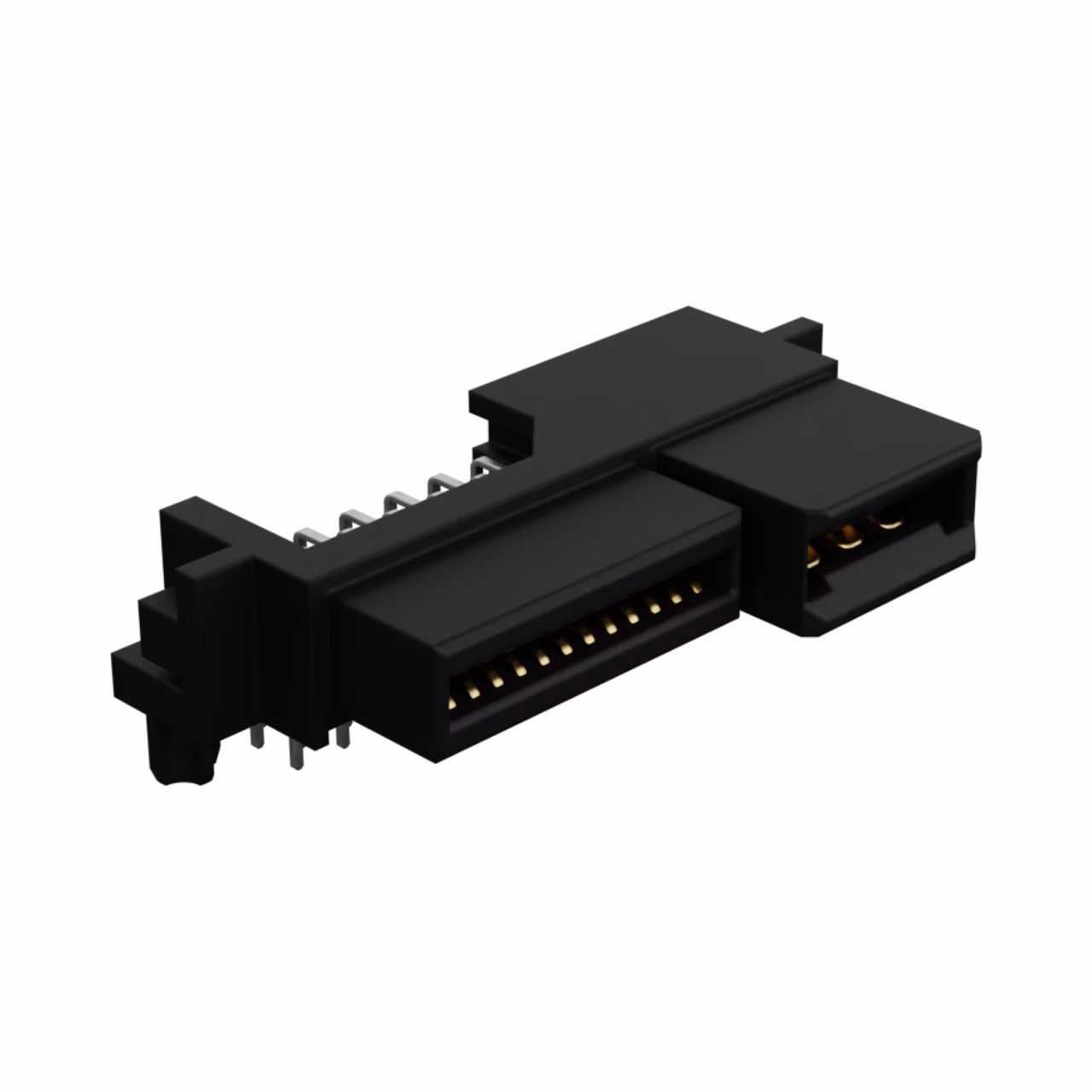 EXTreme LPHPower Receptacle Header, Right-Angle, 2 Power Contacts, 24 Signal Contacts, Select Gold (Au) Plating, for 2.36mm Thick PC Board, with Press-fit Plastic Pegs for sale