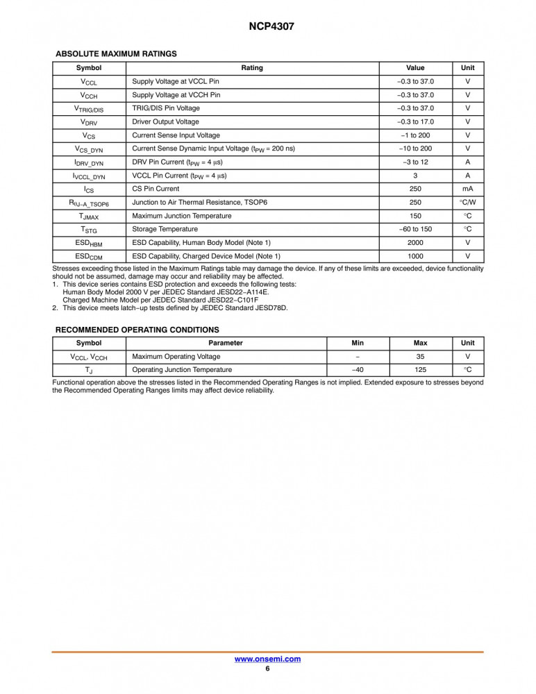 NCP4307 datasheet page 6