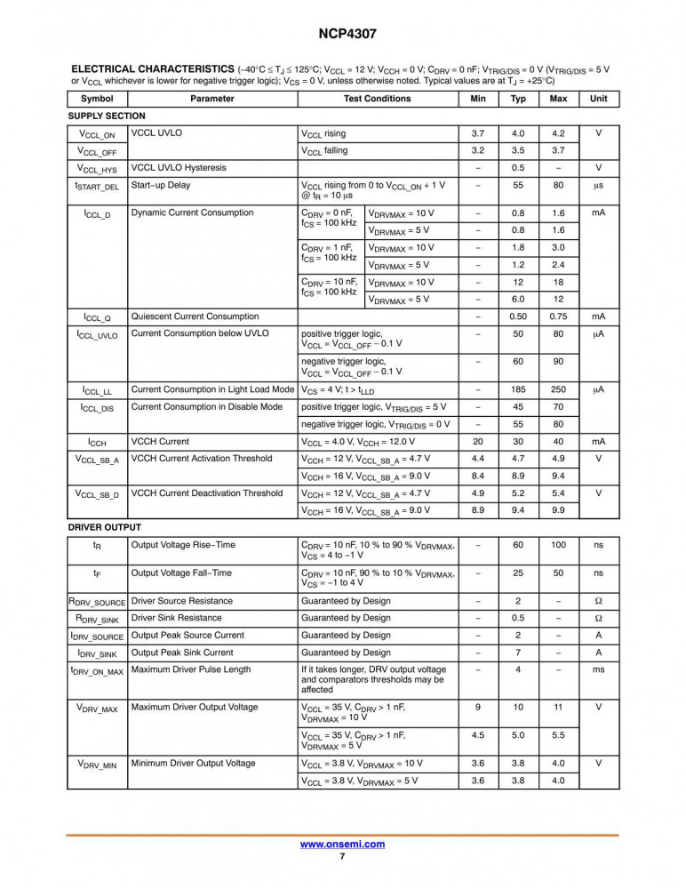 NCP4307 datasheet page 7