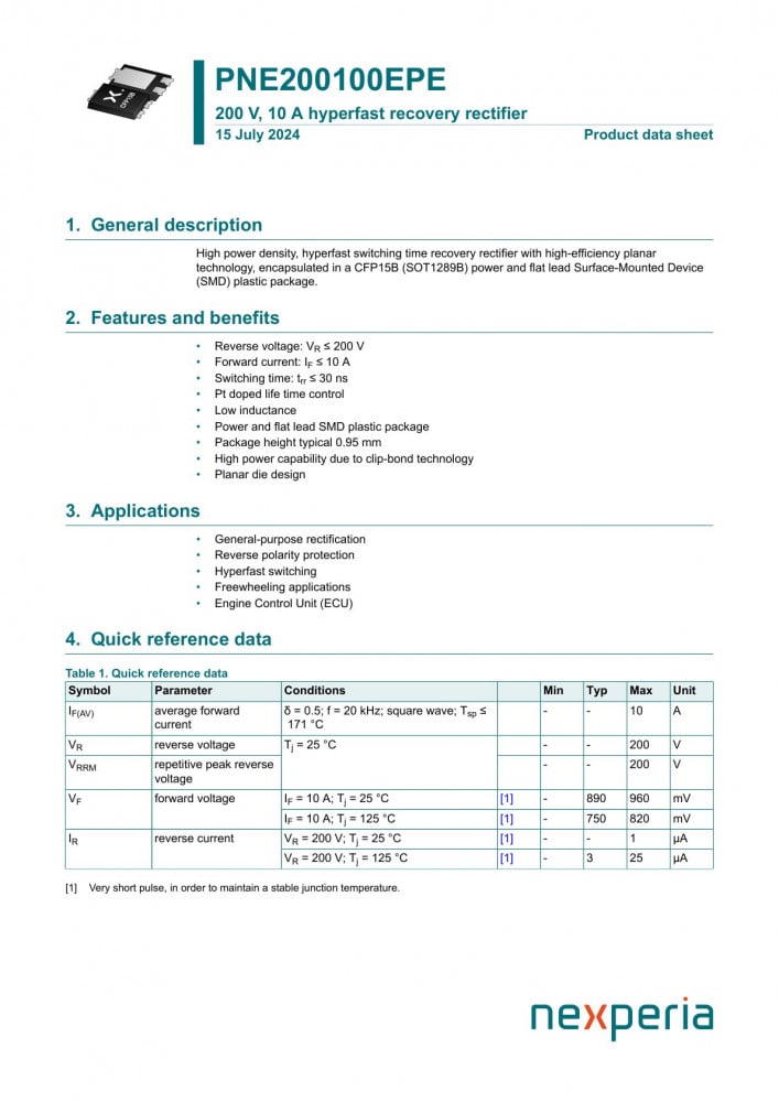 PNE200100EPEZ datasheet page 1