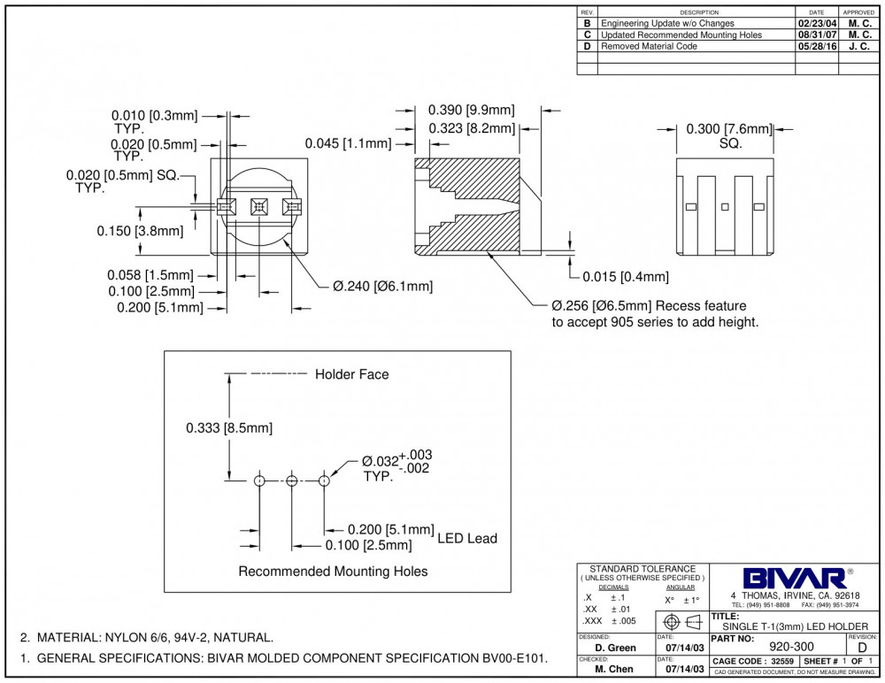 BIVAR 920-300 datasheet drawing