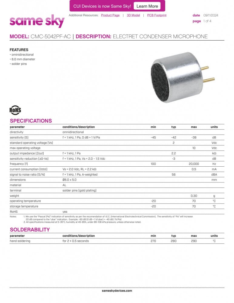 CMC-5042PF-AC datasheet page 1
