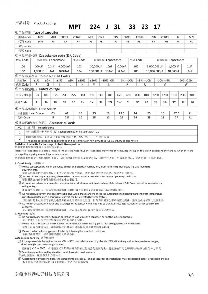 KYET MPT224J3L332317 specification page 3