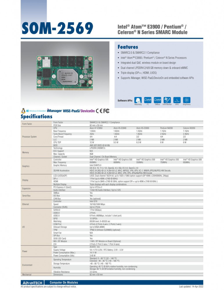 SOM-2569 technical document page 1