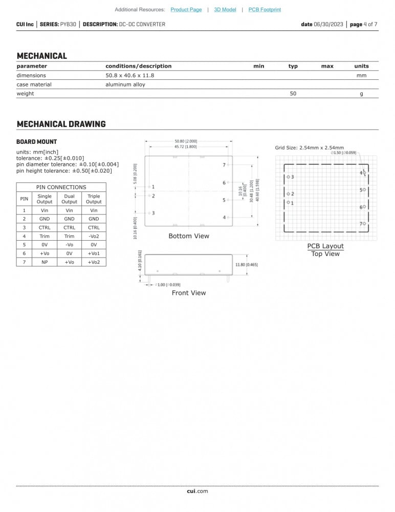 CUI PYB30 series datasheet page 4