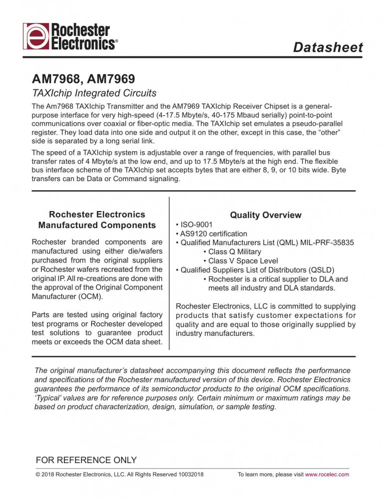 AM7968-125JC datasheet page 1