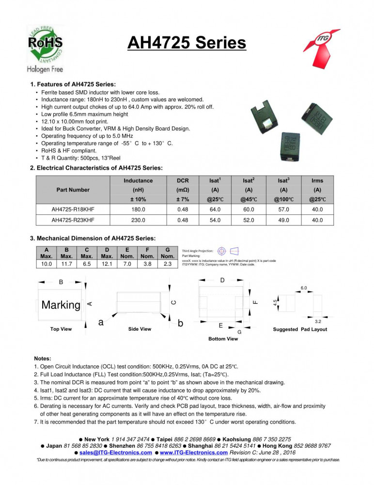 AH4725 technical document page 1