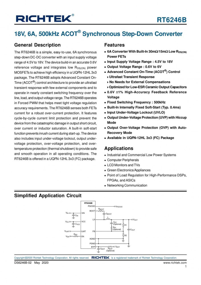 RT6246B datasheet page 1