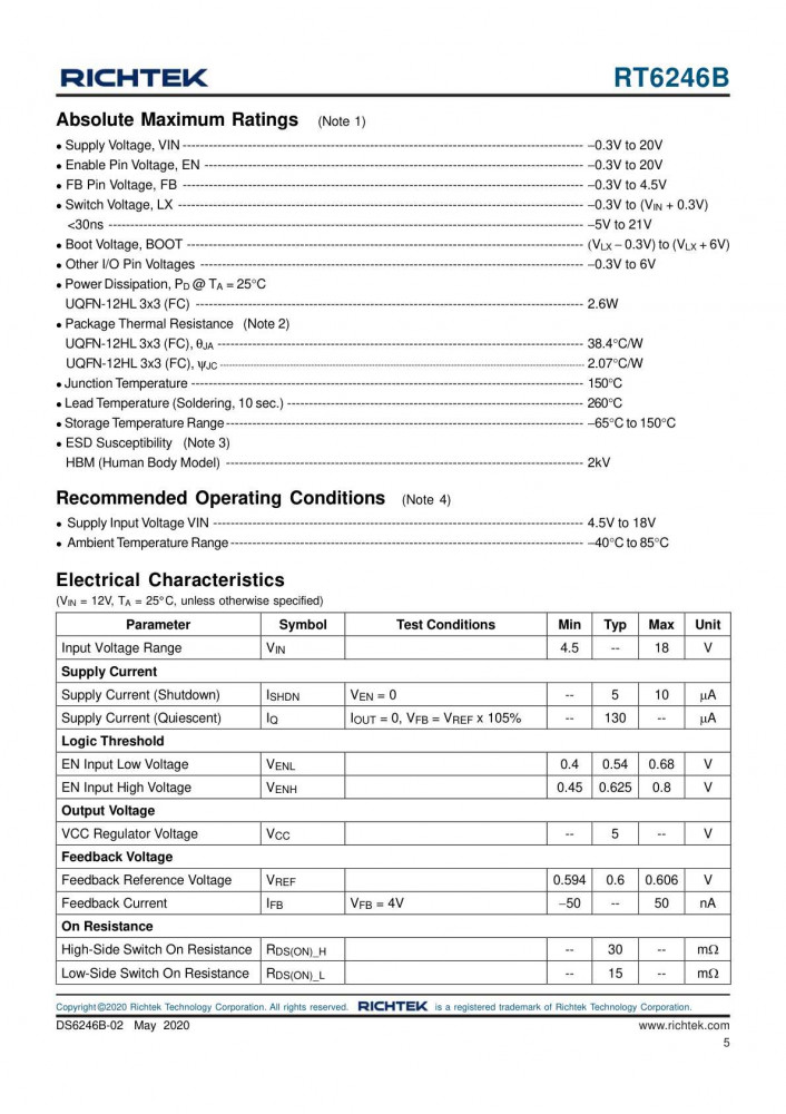 RT6246B datasheet page 5