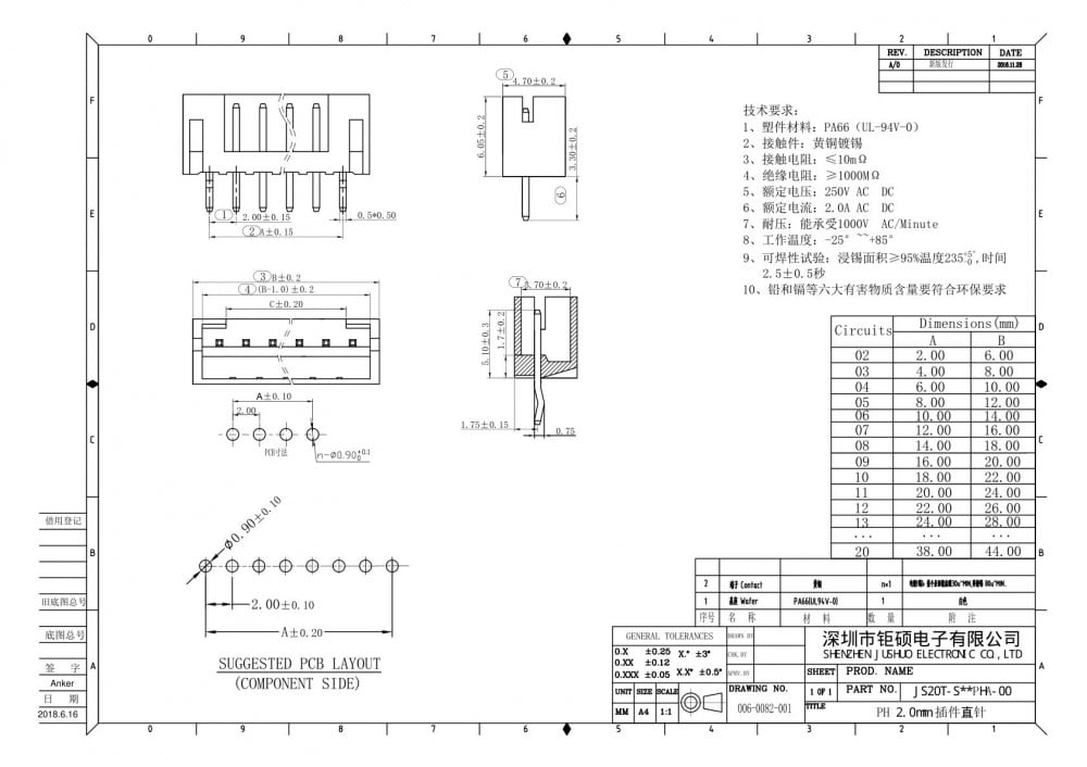 JUSHUO JS20T-S10PHA-00 technical drawing page