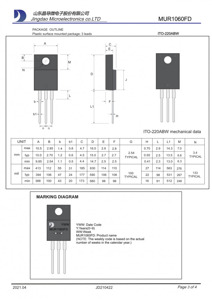 MUR1060FD datasheet page 3