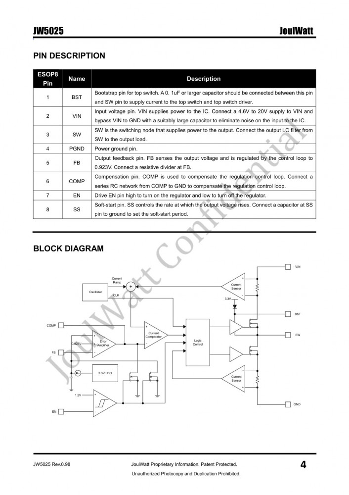 JW5025 datasheet page 4