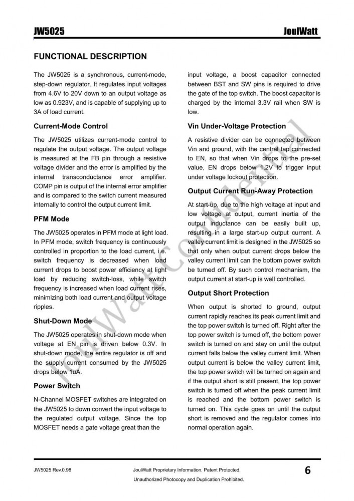 JW5025 datasheet page 6