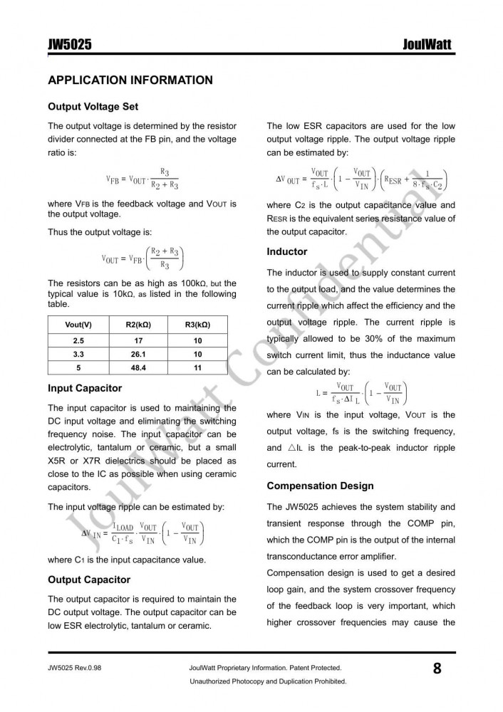JW5025 datasheet page 8