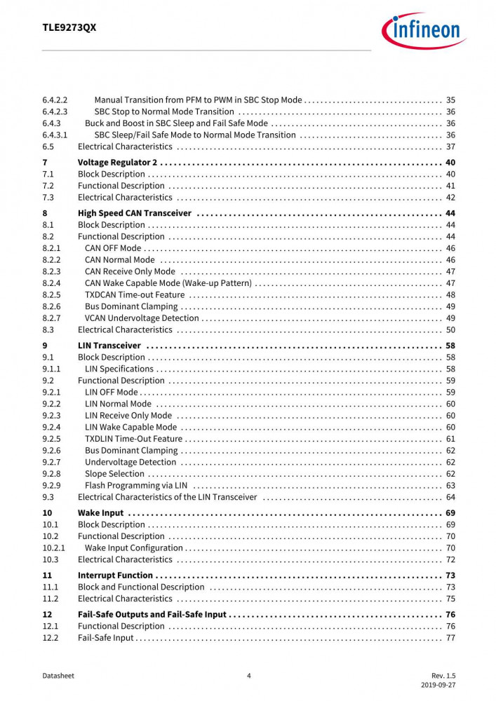 TLE9273QXXUMA1 datasheet page 4