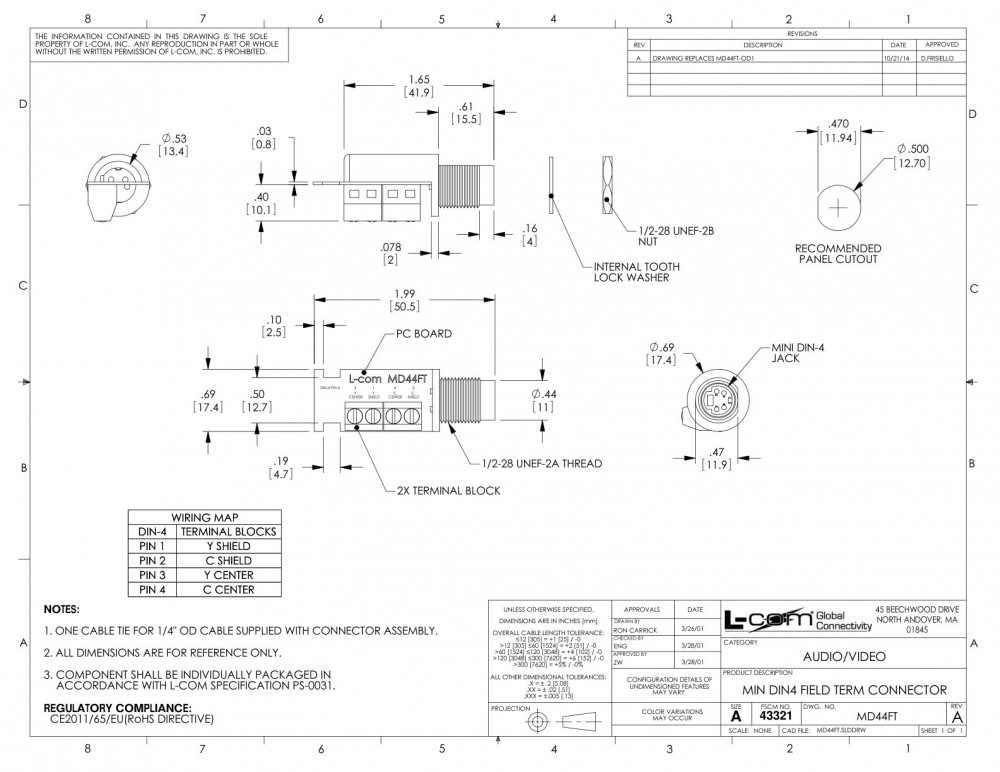 L-com MD44FT technical drawing preview