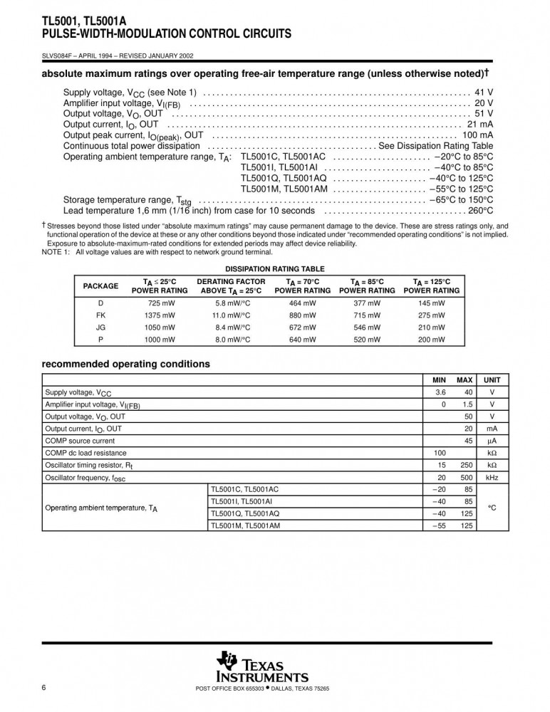 TL5001 datasheet page 6