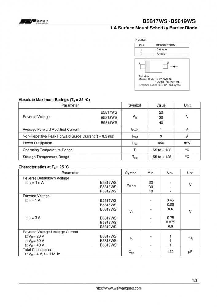 B5819WS SL technical document page 1