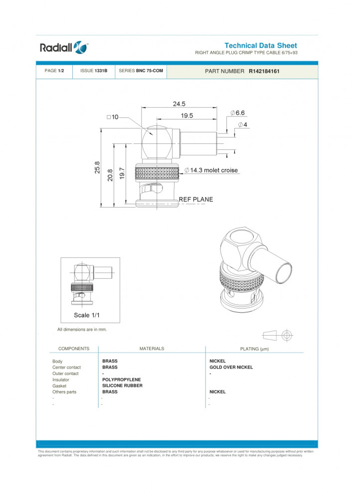 Radiall R142184161 datasheet, page 1