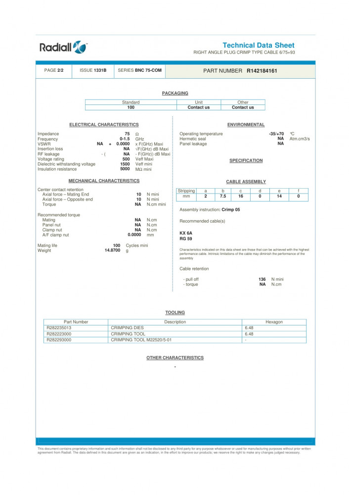 Radiall R142184161 datasheet, page 2