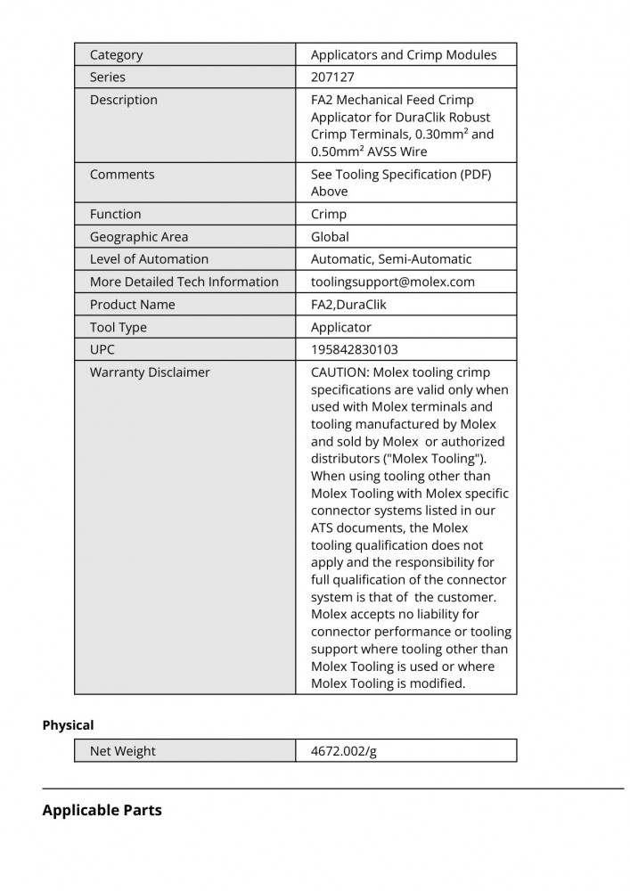 Technical document page 2 for MOLEX 2130694800