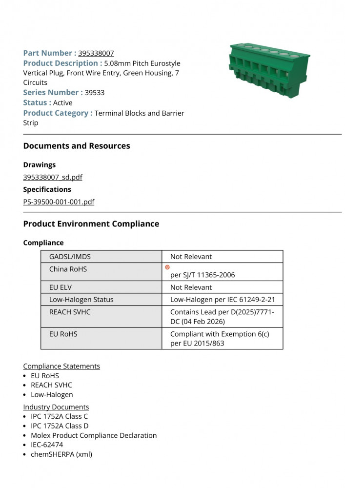 ESE Eurostyle terminal blocks specification preview, page 1