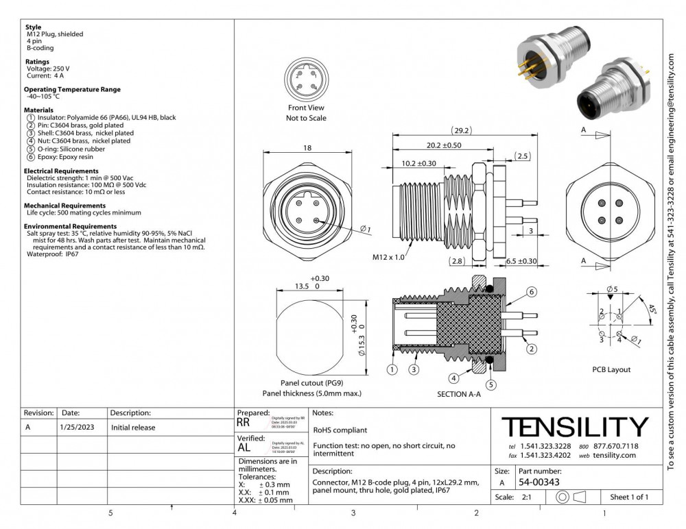 Tensility International 54-00343 product drawing