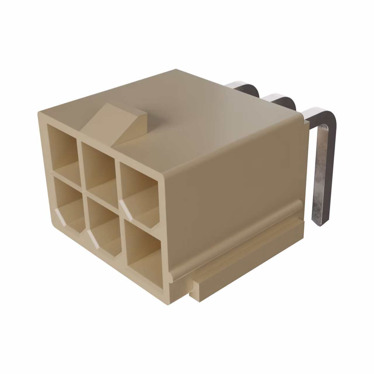 Mini-Fit Jr. Header, 4.20mm Pitch, Right Angle, without Flange, 6 Circuits, Matte Tin (Sn) Plating, Beige, Tape and Reel for sale