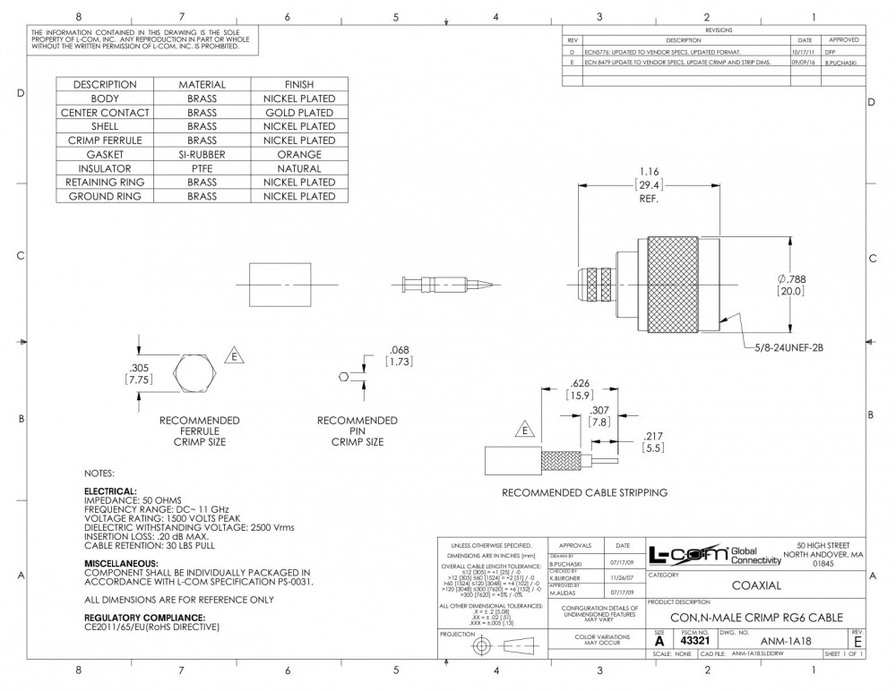 L-com ANM-1A18 technical drawing