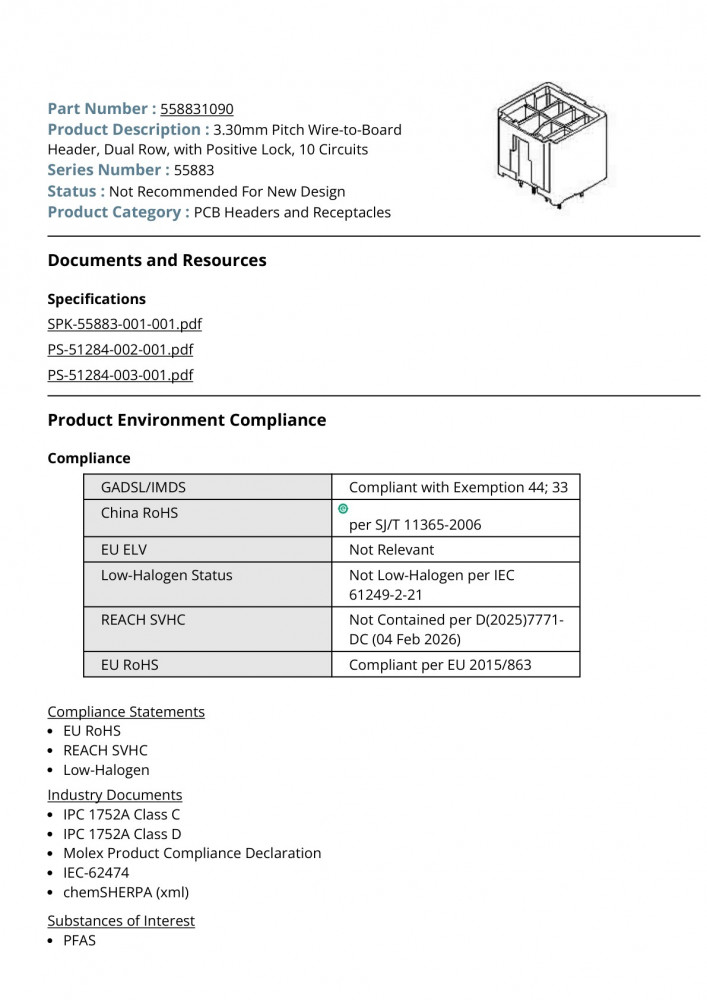 MOLEX 558831090 technical document image 1