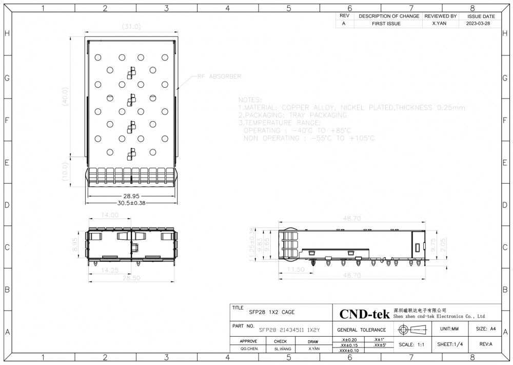 SFP28 21434511 1X2Y drawing page 1