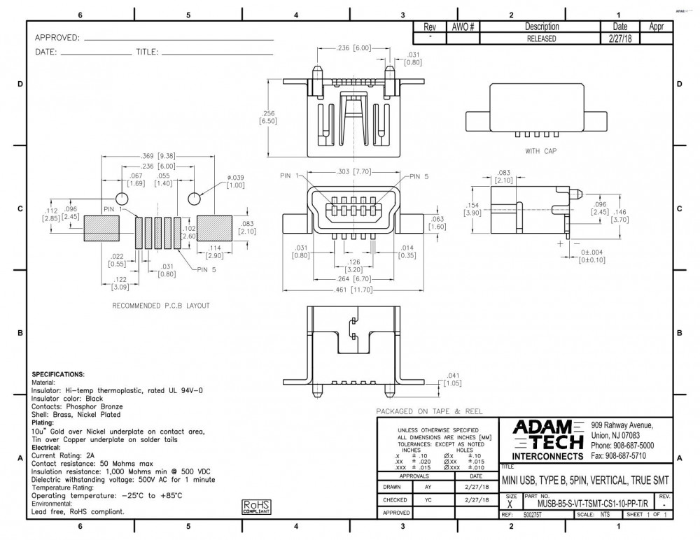 ADAM TECH MUSB-B5-S-VT-TSMT-CS1-10-PP-T/R technical drawing