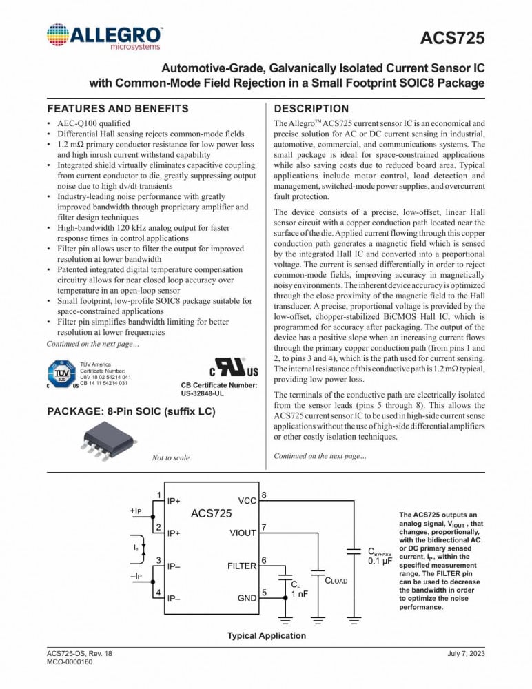 ACS725 datasheet page 1