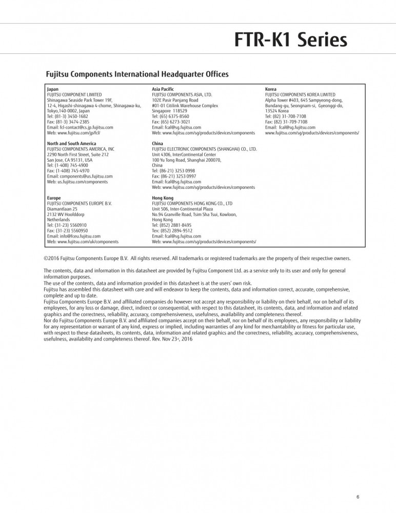 FTR-K1 datasheet page 6