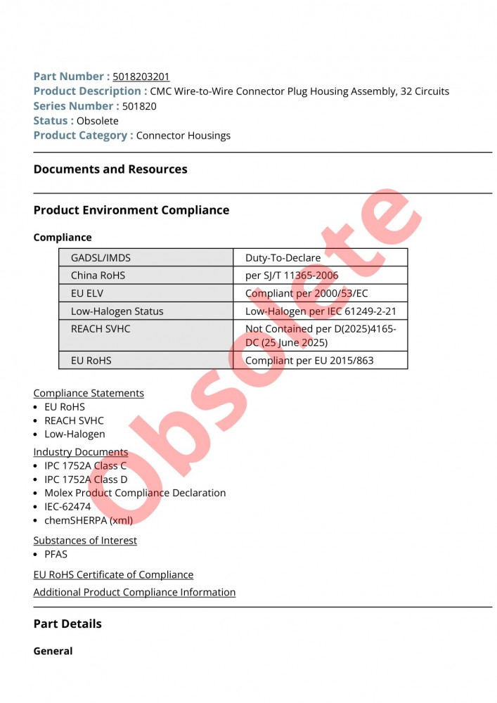 5018203201 product document image, page 1