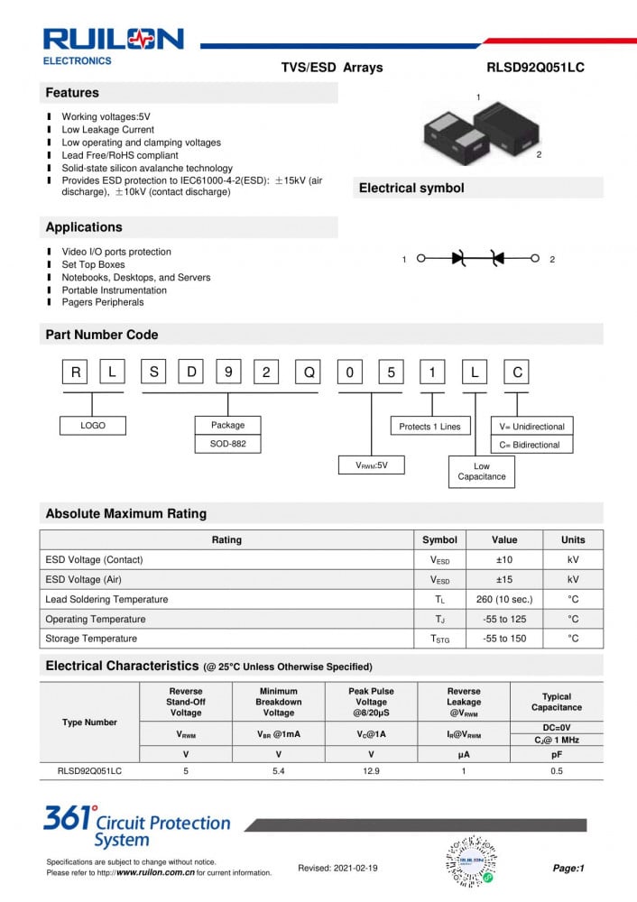 RLSD92Q051LC datasheet page 1