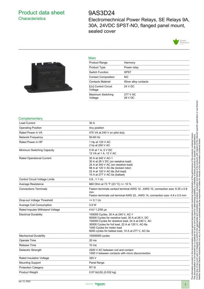 9AS3D24 technical document page 1