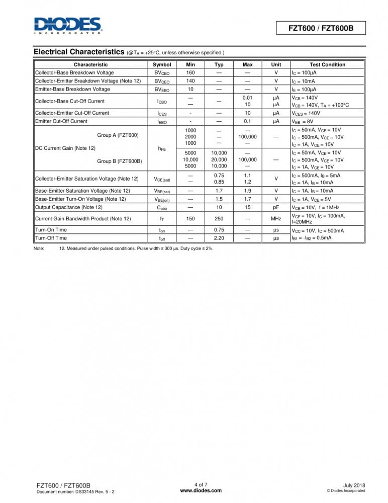 FZT600TA datasheet page 4