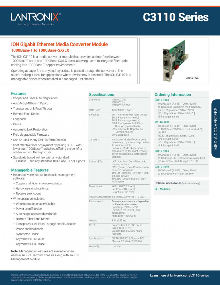 Lantronix C3110 Series product documentation preview