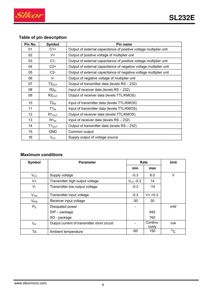 SL232E technical document page 2