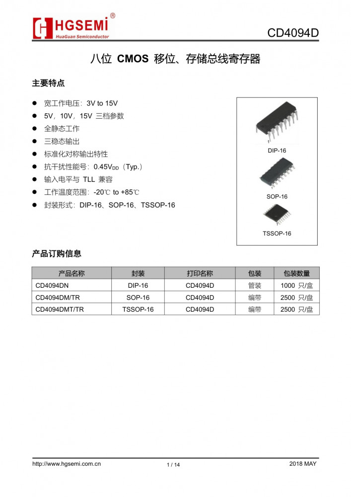CD4094DMT/TR datasheet page 1