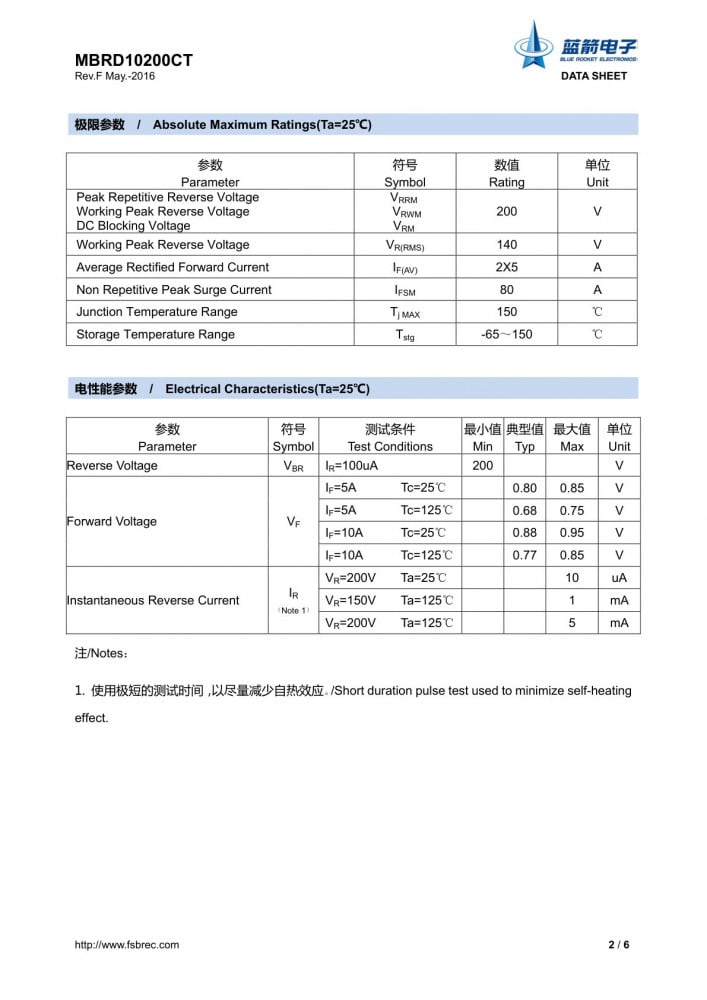 MBRD10200CT datasheet page 2