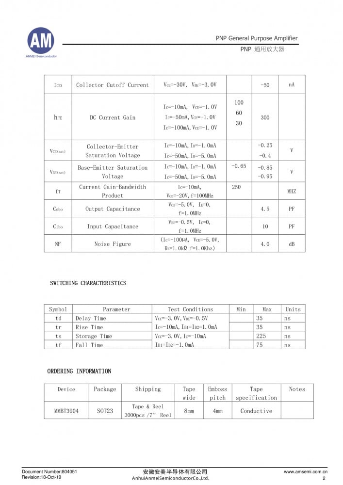 MMBT3906 datasheet page 2