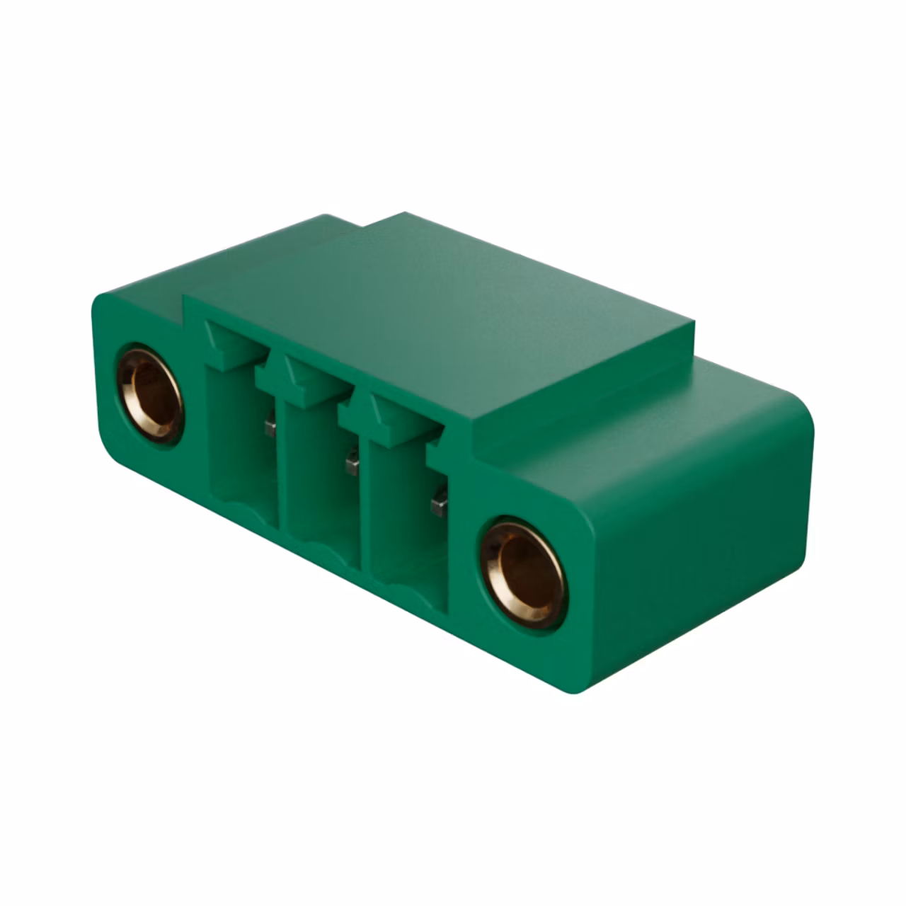 3.50mm Pitch Eurostyle Right-Angle PCB Header, with Threaded Retention Inserts, Green Housing, 3 Circuits for sale