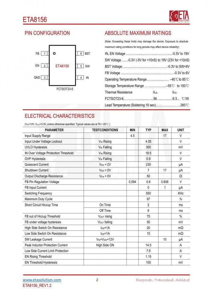 ETA8156 datasheet page 2
